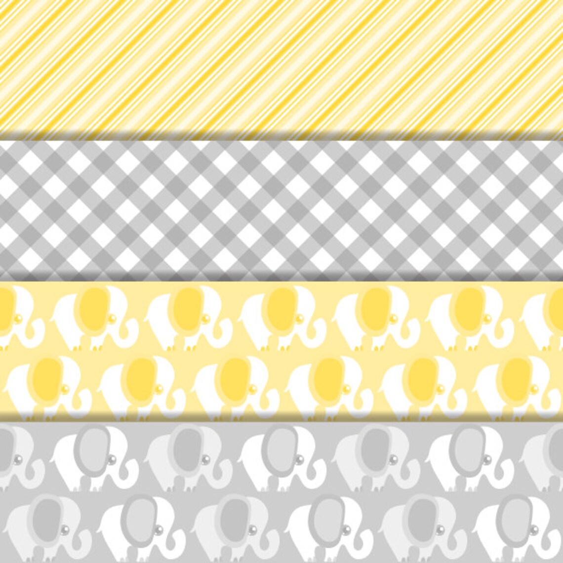 Yellow Elephant Baby Shower Digital Paper Pack Scrapbook - Etsy