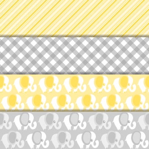 Yellow Elephant Baby Shower, Digital Paper Pack, Scrapbook Paper - Etsy