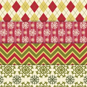 Retro Christmas Digital Paper. Red and Green, Holiday Scrapbook Paper ...