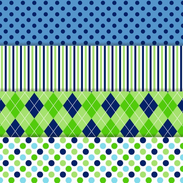 Blue and Green Digital Paper Baby Boy Digital Paper anchors | Etsy