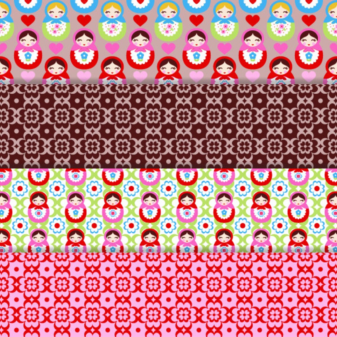 Cute Matryoshka Digital Paper Retro Scrapbook Paper Pack - Etsy