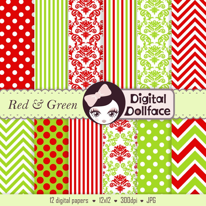 Christmas Digital Paper Scrapbook Paper Chevron Damask | Etsy