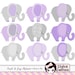 Purple Elephant Baby Shower Clip Art Purple and Grey Cute | Etsy