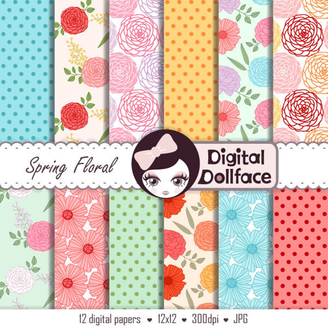 Spring Floral Digital Paper Easter Flowers Scrapbook - Etsy