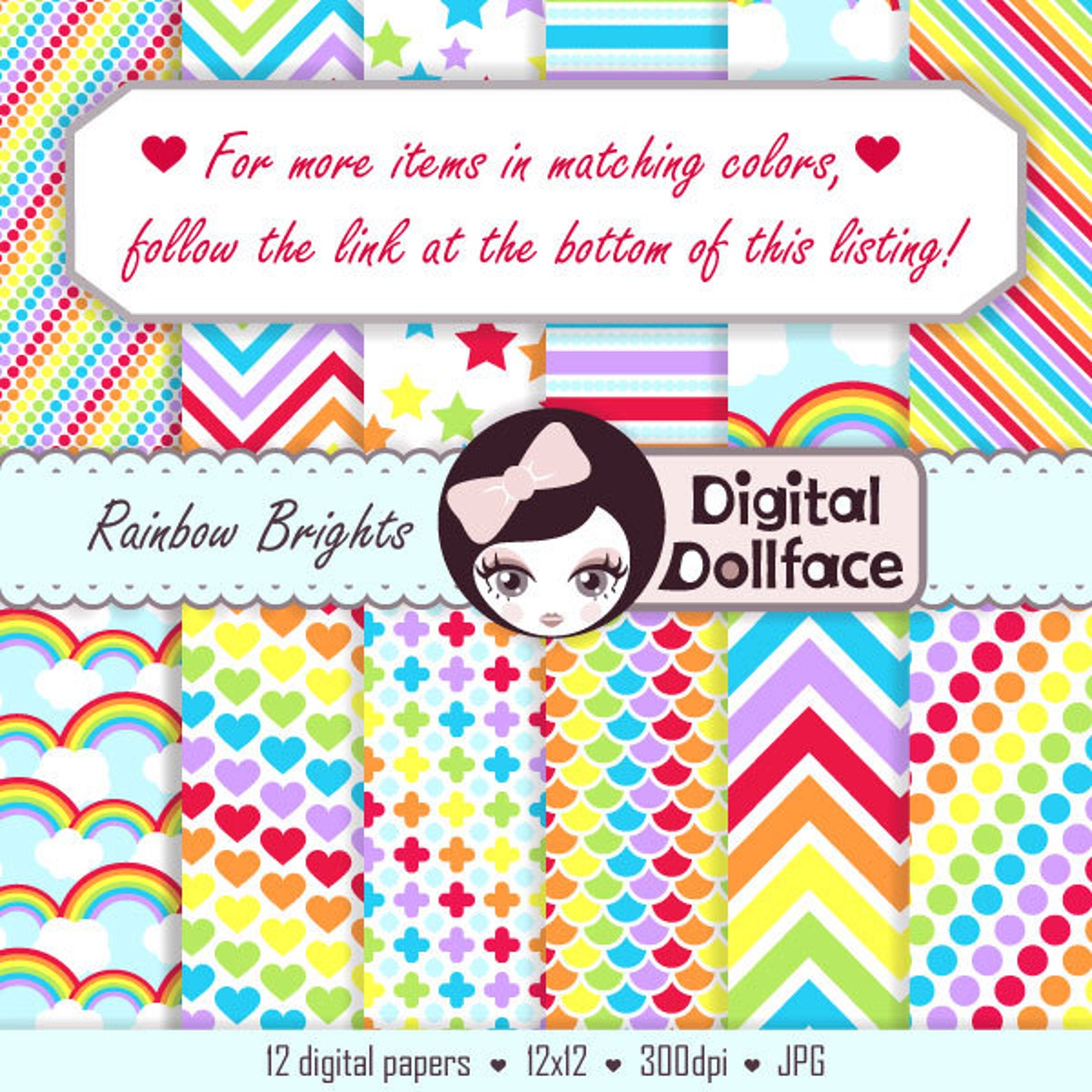 Digital Heart Clipart Stitched Rainbow Clip Art PNG Images | Etsy