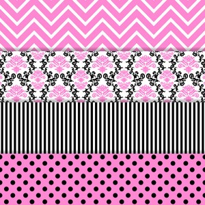 Pink and Black Digital Paper, Chevron, Damask, Stripe, Polka Dot ...