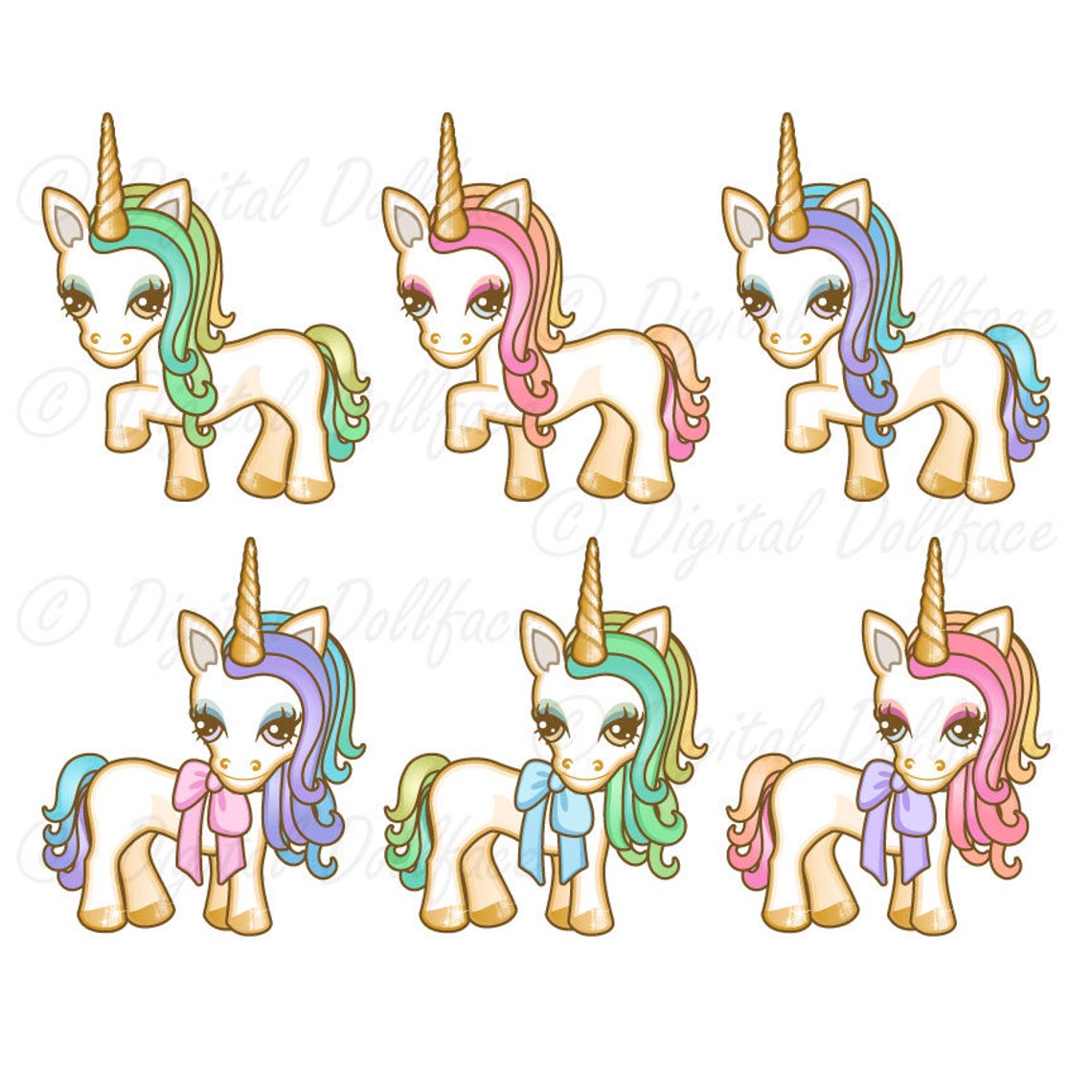 Pastel Unicorn Clipart for Themed Baby Shower / Unicorn - Etsy