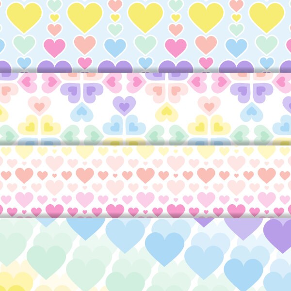Heart Digital Paper Pastel Rainbow Background Digital Craft - Etsy