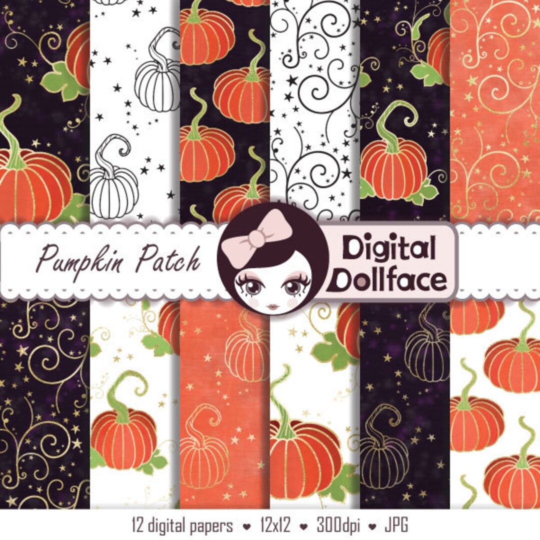 Pumpkin Digital Paper Halloween Paper: ORANGE and BLACK / - Etsy