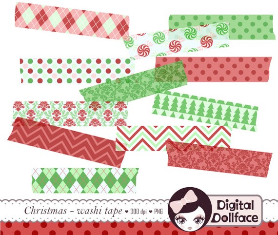 Digital Christmas Washi Tape, Clip Art, Holiday Scrapbook Clipart ...