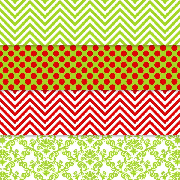 Christmas Digital Paper Scrapbook Paper Chevron Damask - Etsy