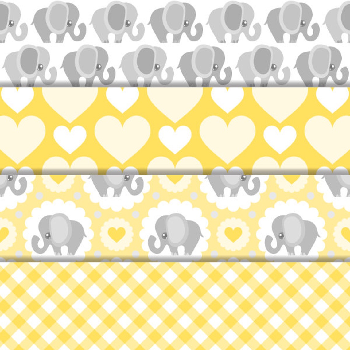 Yellow Elephant Baby Shower Digital Paper Pack Scrapbook - Etsy