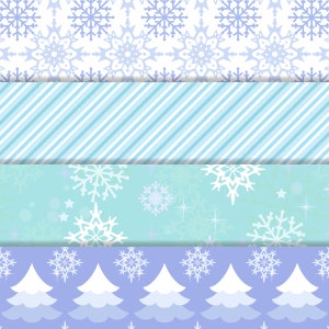 Winter Wonderland Digital Paper, Snowflake Scrapbook Background, Party ...