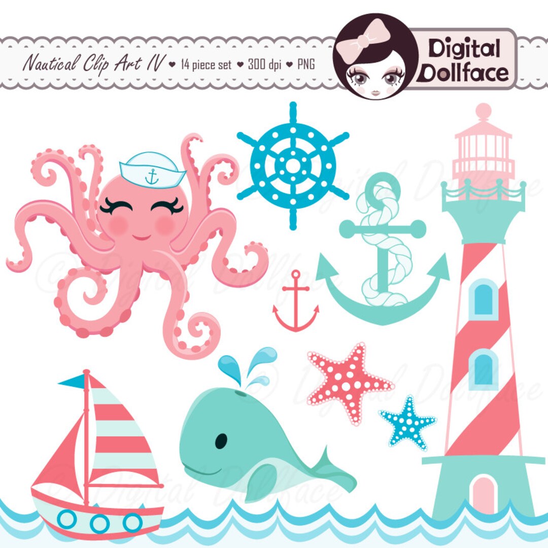 Summer Beach Clipart, Nautical, Ocean, Sea Clip Art, Sailing, Waves ...