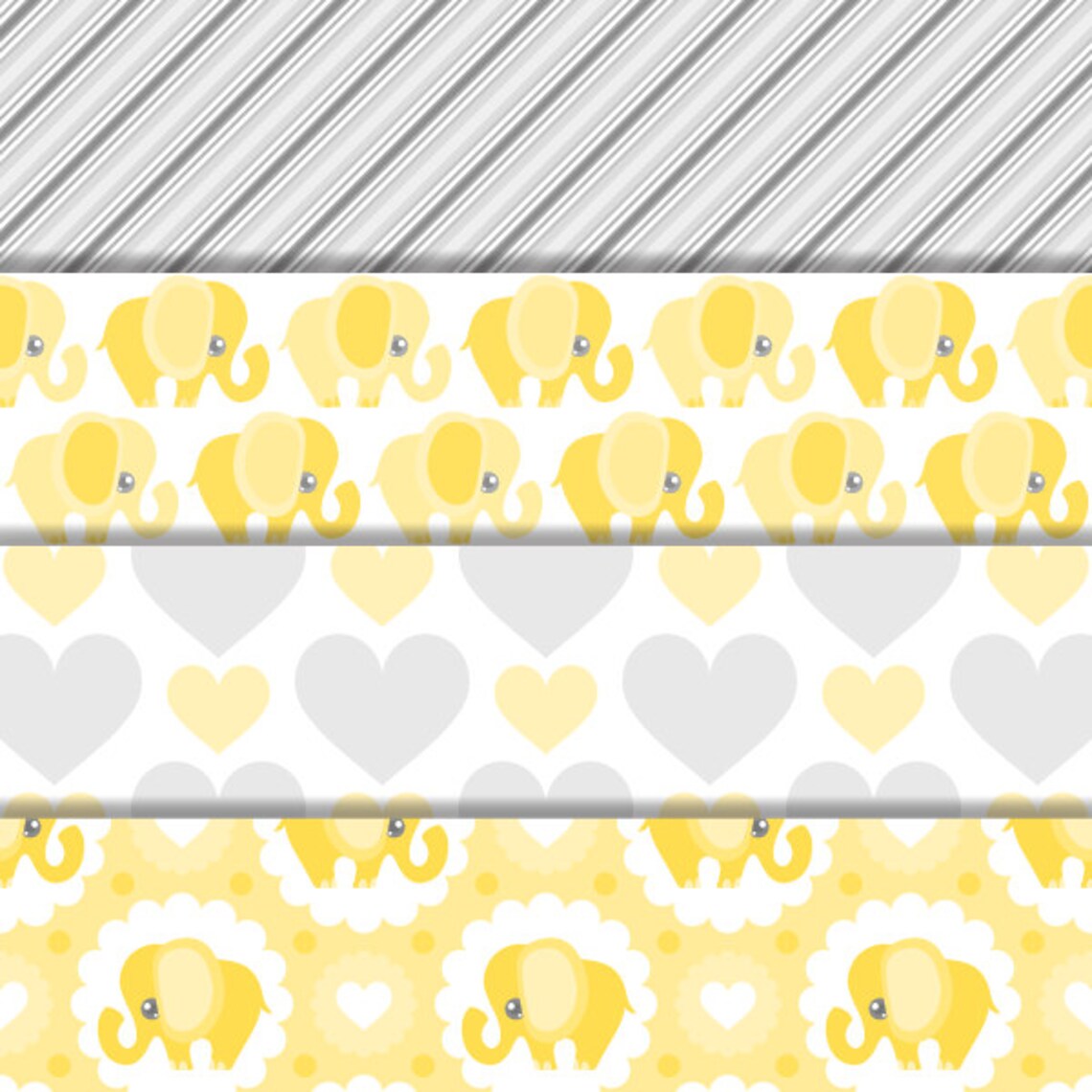Yellow Elephant Baby Shower Digital Paper Pack Scrapbook - Etsy