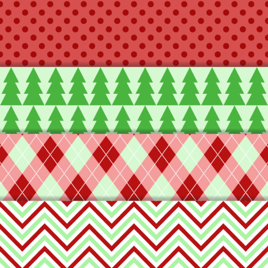 Holiday Digital Paper Christmas Scrapbook Paper Red and | Etsy