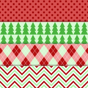 Holiday Digital Paper, Christmas Scrapbook Paper, Red and Green ...