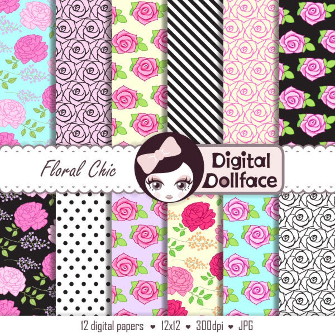 90s Digital Paper, Rose Background, Floral Commercial Use Clipart - Etsy