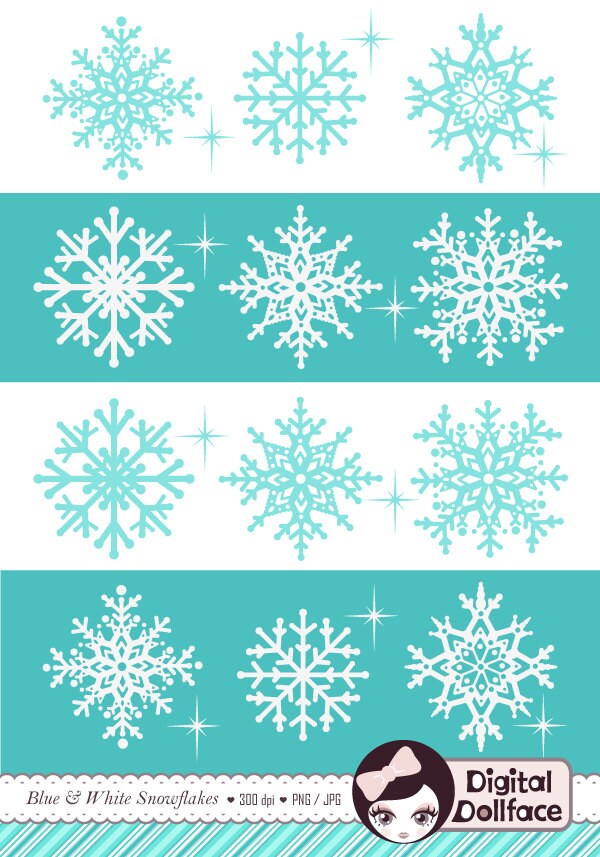 Digital Snowflake Clipart Holiday Winter Snow Flake Clip - Etsy