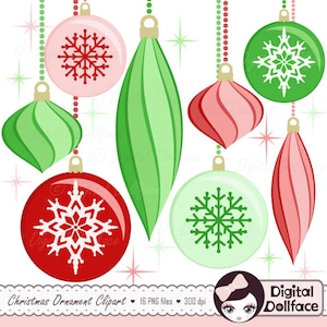 Christmas Ornament Clip Art, Digital Images, Holiday Clipart, Red and ...