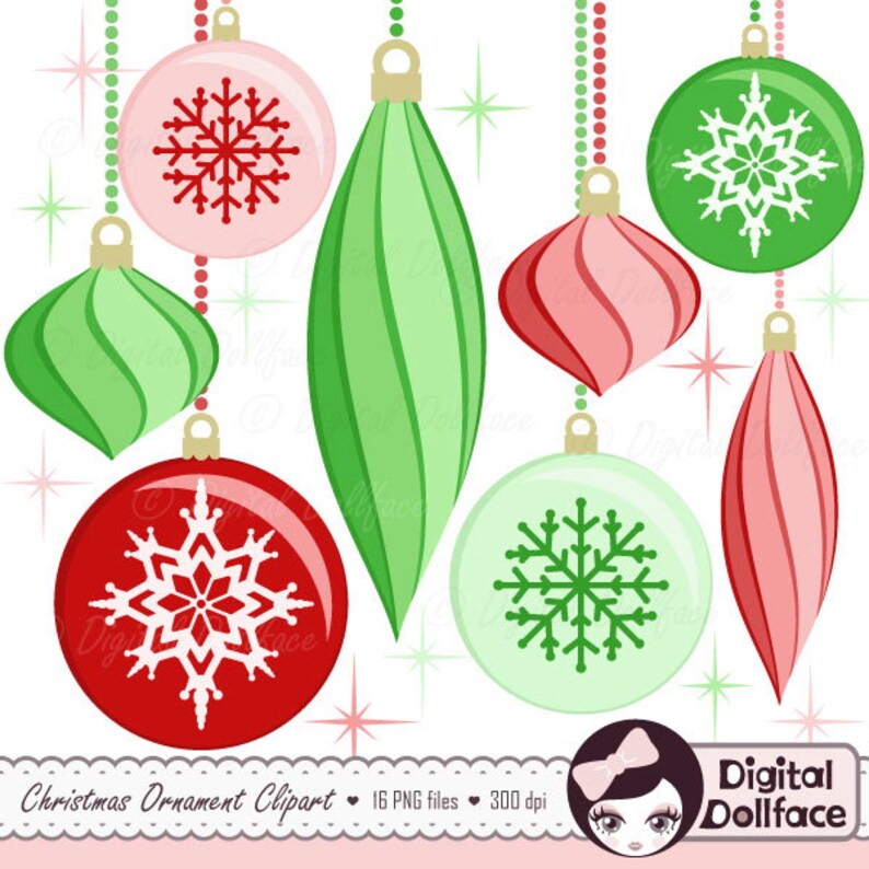 Christmas Ornament Clip Art Digital Images Holiday Clipart - Etsy