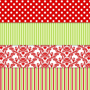 Christmas Digital Paper, Scrapbook Paper, Chevron, Damask, Polka Dots ...