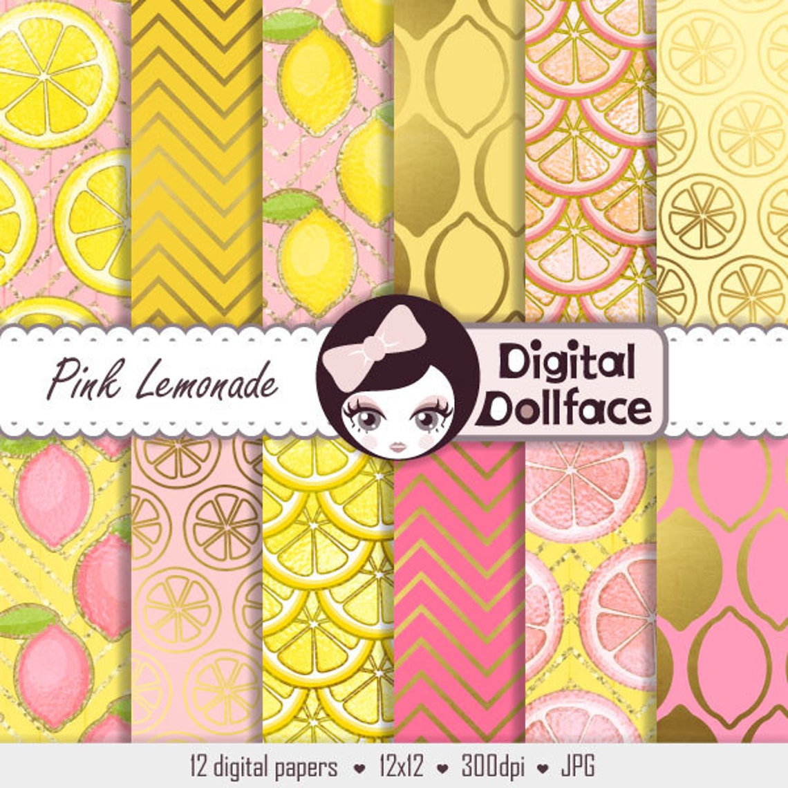 Pink Lemonade Digital Paper pink Lemonade Party - Etsy