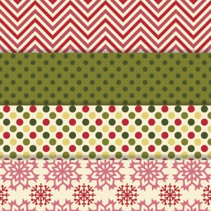 Retro Christmas Digital Paper. Red and Green, Holiday Scrapbook Paper ...