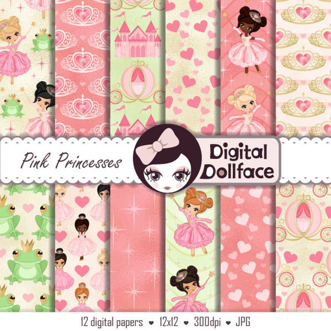 Princess Digital Paper, Commercial Use, Princess Party Printables ...
