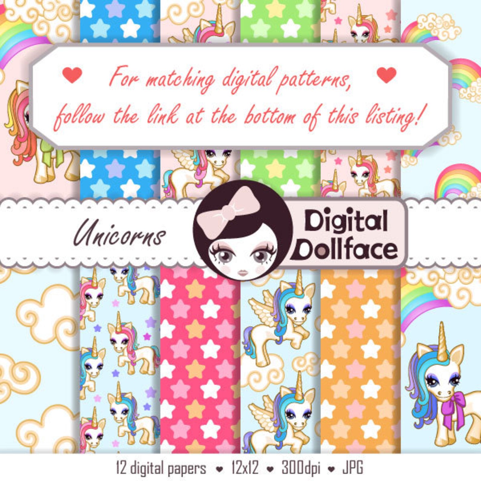 Pony / Unicorn Clipart Printable Rainbow Unicorn Party Clip - Etsy