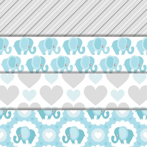 Baby Shower Digital Paper Teal Elephant Scrapbook Paper Baby - Etsy