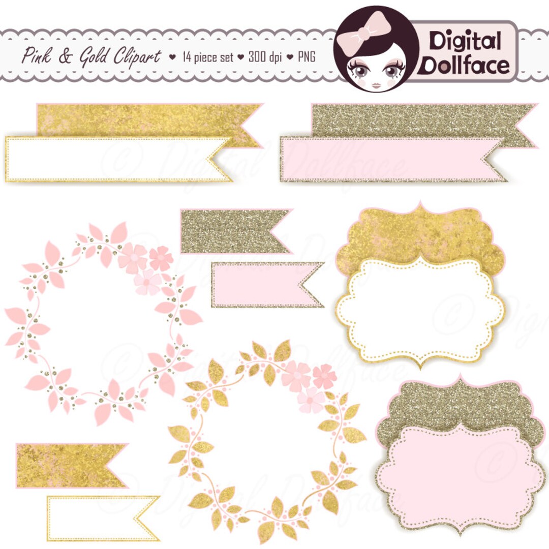 Wedding Clipart, Flower Frames, Digital Tags, Flags & Floral Wreath ...