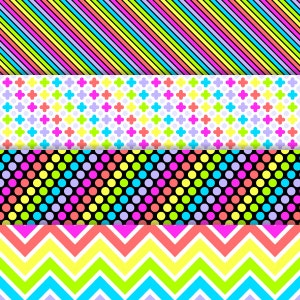 Bright Neon Rainbow Digital Paper, Scrapbook Paper Pack, Instant ...