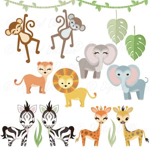 Jungle Safari Clipart, Jungle Animal Clip Art, Scrapbook Digital Art ...