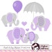 Purple and Grey, Baby Shower, Elephants Clipart, Digital Lavender Clip ...