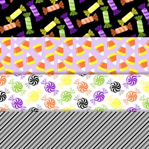 Halloween Scrapbook Paper Pack, Digital Halloween Candy, Printable ...