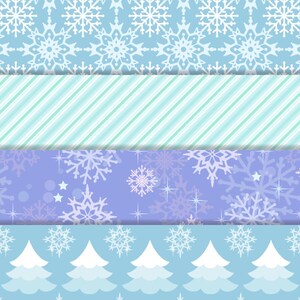 Winter Wonderland Digital Paper, Snowflake Scrapbook Background, Party ...