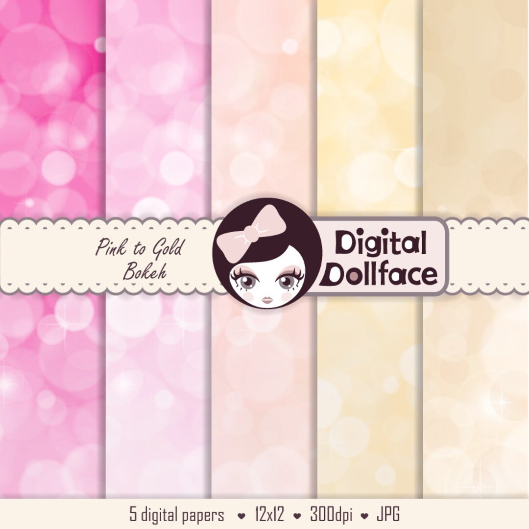 Sparkle Bokeh Digital Paper, Pink and Gold Printable Paper, Scrapbook ...