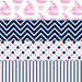 Nautical Baby Shower Digital Paper, Girl Scrapbook, Pink, Blue & Aqua ...