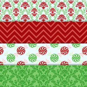 Holiday Digital Paper, Christmas Scrapbook Paper, Red and Green ...