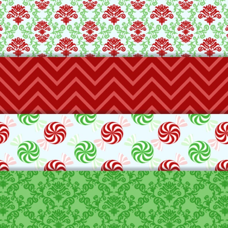 Holiday Digital Paper Christmas Scrapbook Paper Red and | Etsy