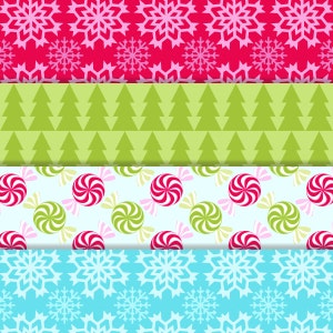Whimsical Christmas Digital Paper, Colorful Christmas, Xmas Snowflakes ...