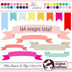 Blog Banner Clip Art, Digital Ribbon Banner, Flag Clipart, Graphics - Etsy