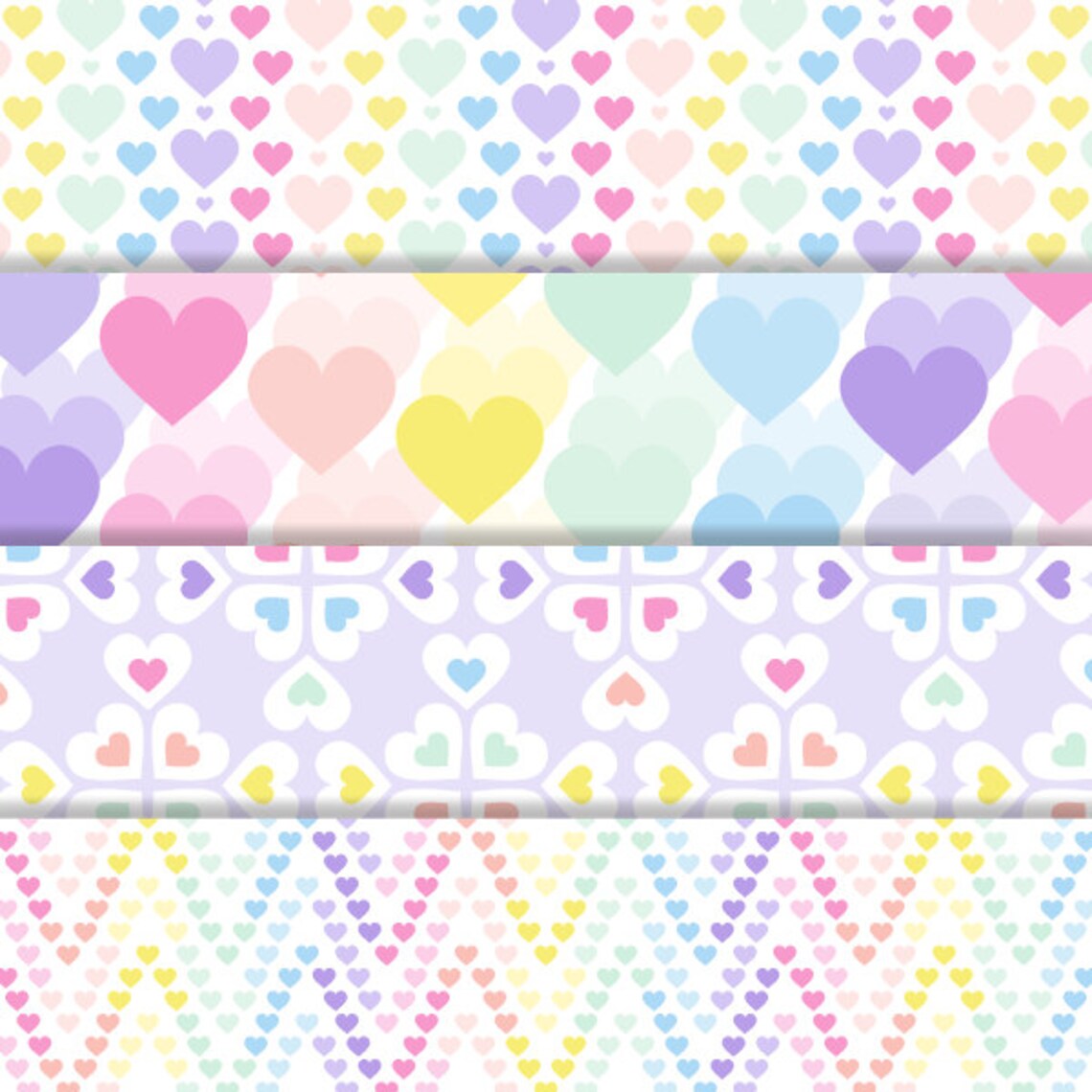 Heart Digital Paper Pastel Rainbow Background Digital Craft - Etsy
