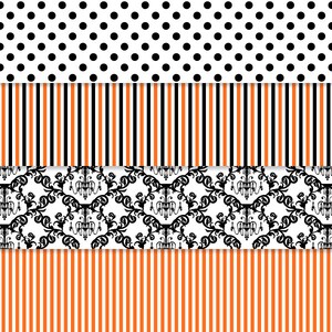 Halloween Digital Paper, Orange and Black Chevron, Damask, Polka Dots ...