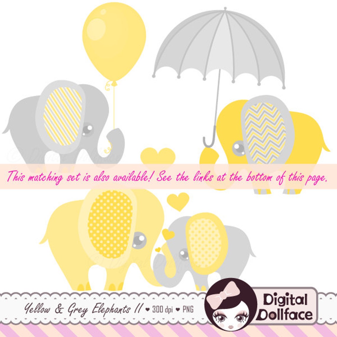 Yellow and Gray Elephant Clip Art Baby Elephant Clipart - Etsy