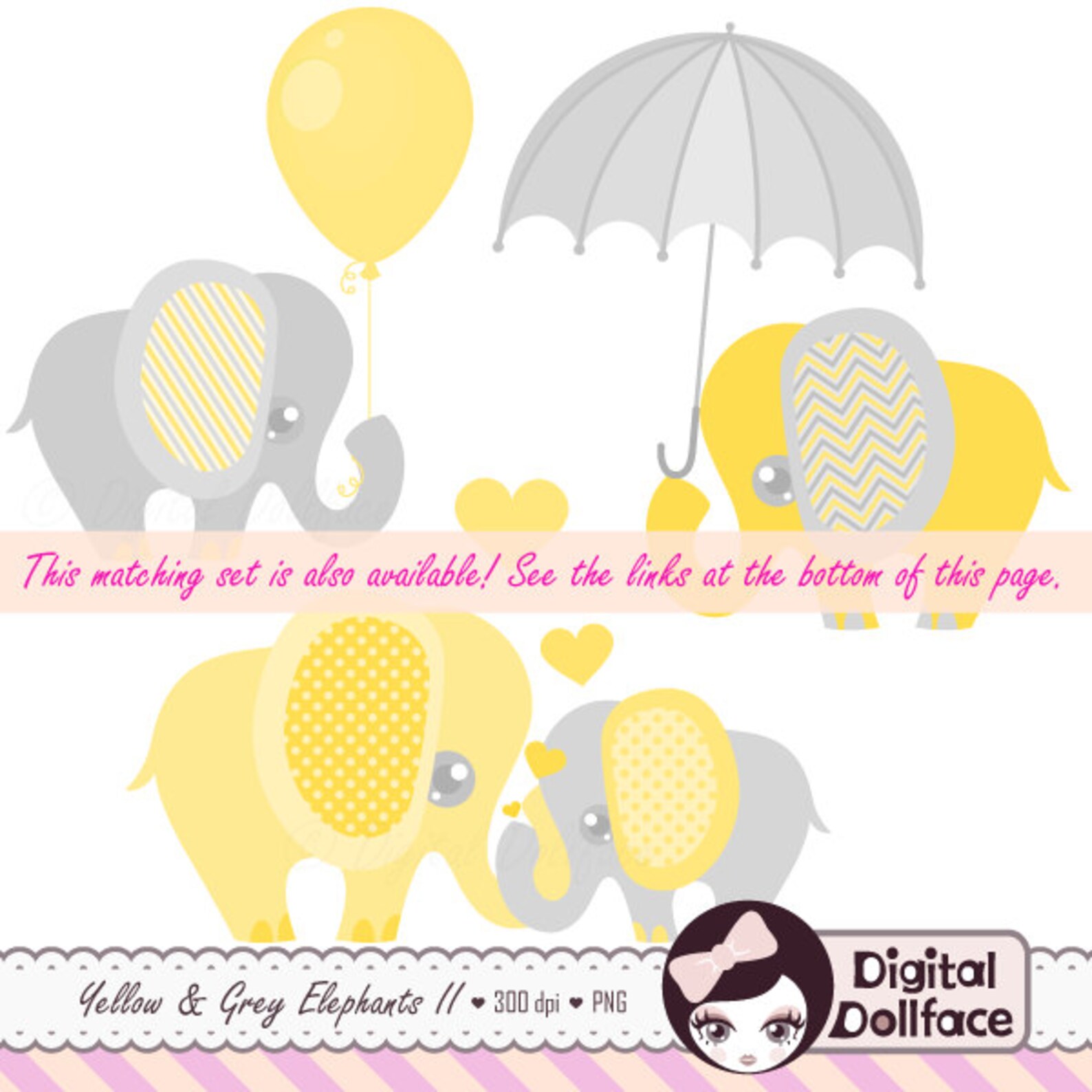 Yellow and Gray Elephant Clip Art Baby Elephant Clipart - Etsy