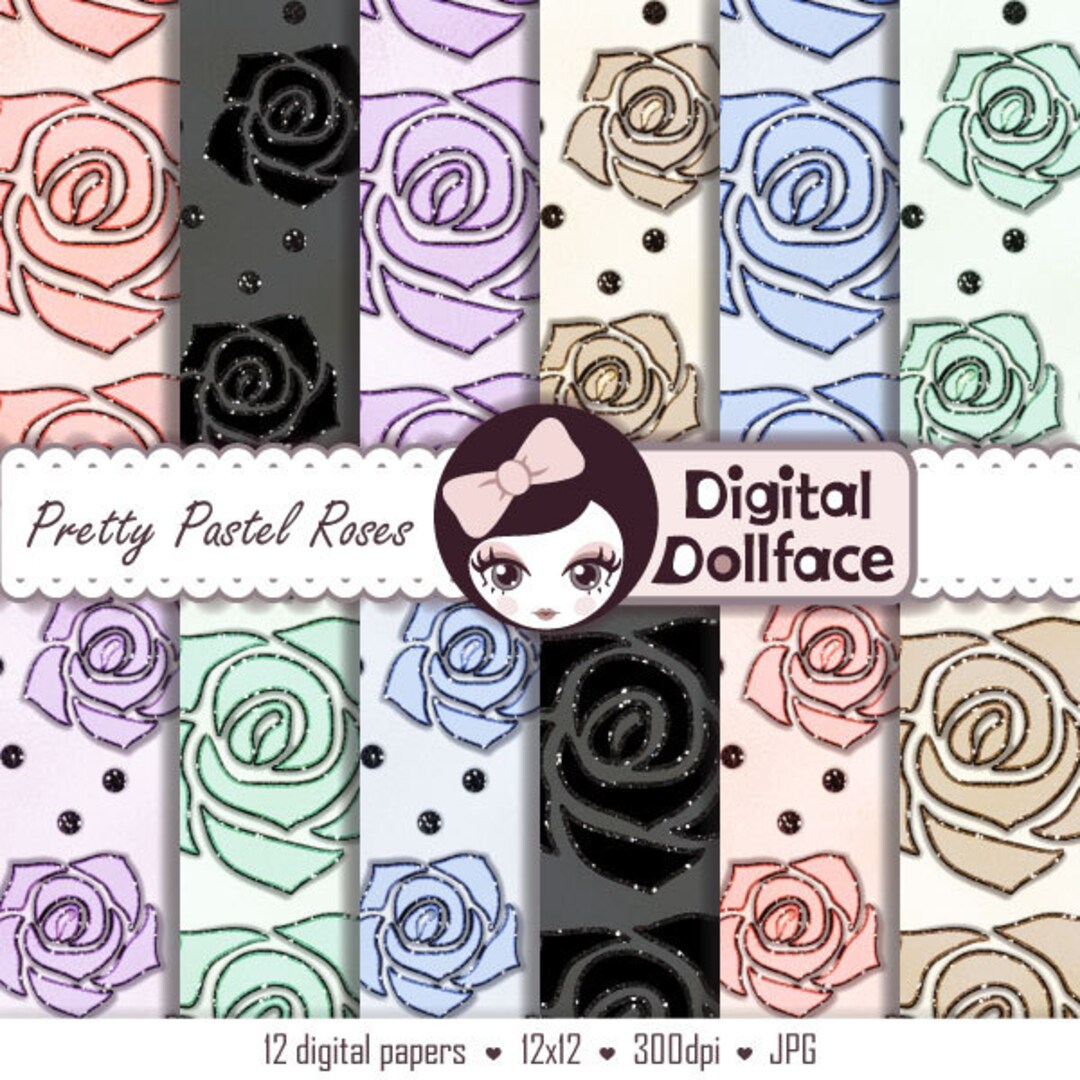 Pastel Rose Digital Paper, Floral Background Paper / Graphics, Pastel ...