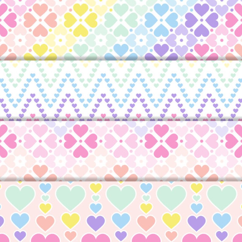 Heart Digital Paper Pastel Rainbow Background Digital Craft - Etsy