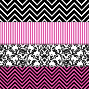 Pink and Black Digital Paper, Chevron, Damask, Stripe, Polka Dot ...